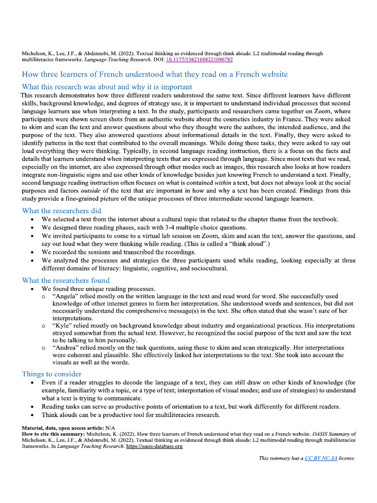 Think Aloud 1 | PDF