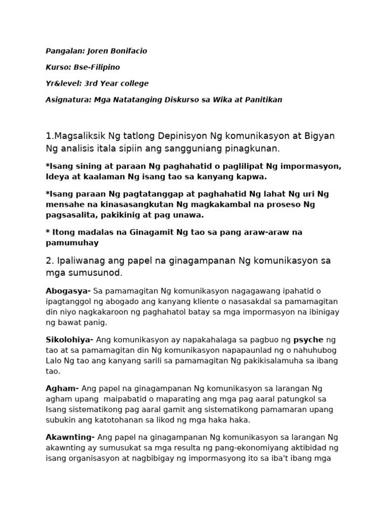 Natatanging diskurso | PDF