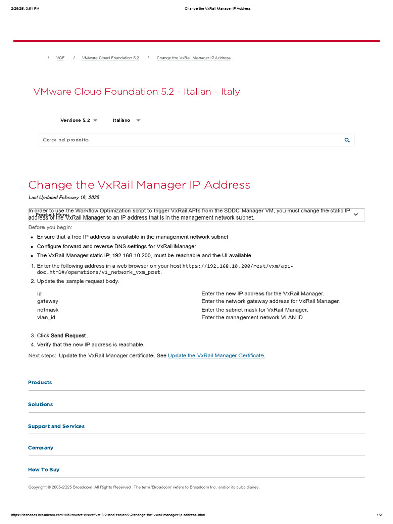 Change The VxRail Manager IP Address | PDF | Ip Address | Internet