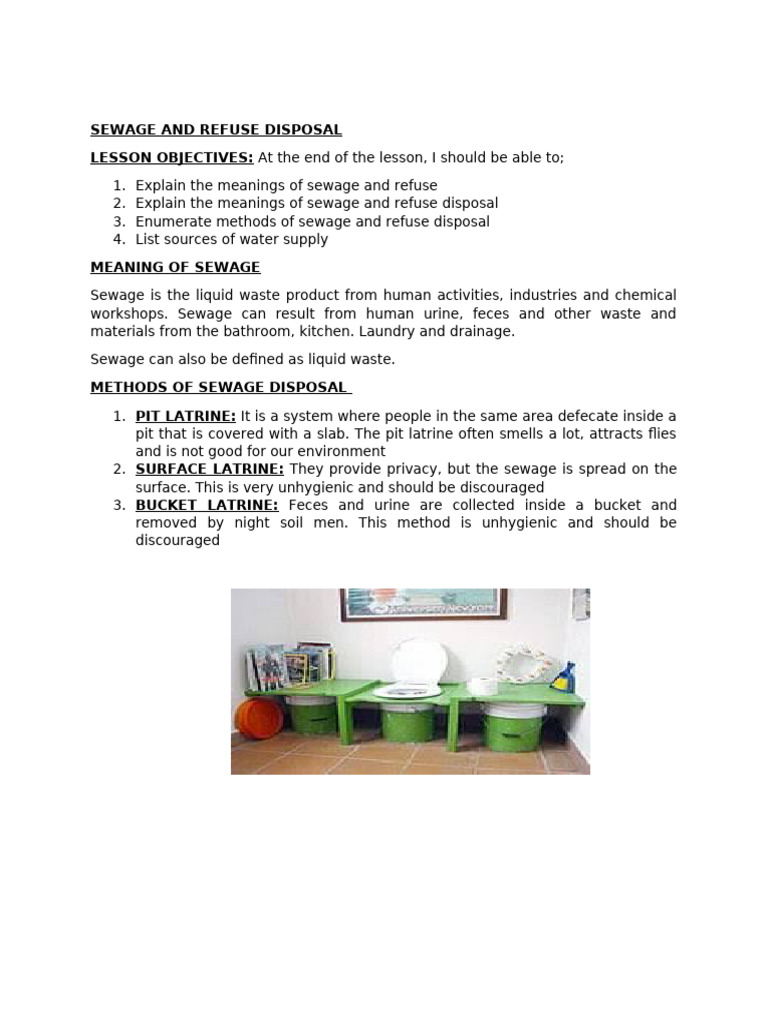 Sewage and Refuse Disposal Methods | PDF | Waste | Sewage