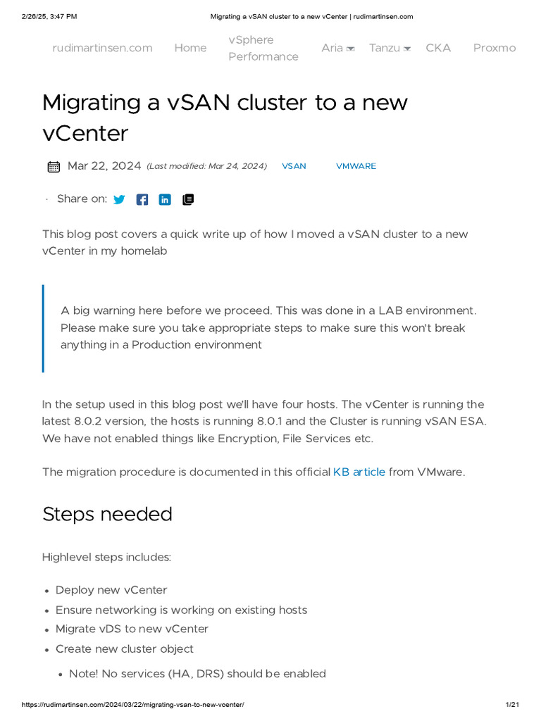 Migrating vSAN Cluster to New vCenter | PDF | Computing | System Software