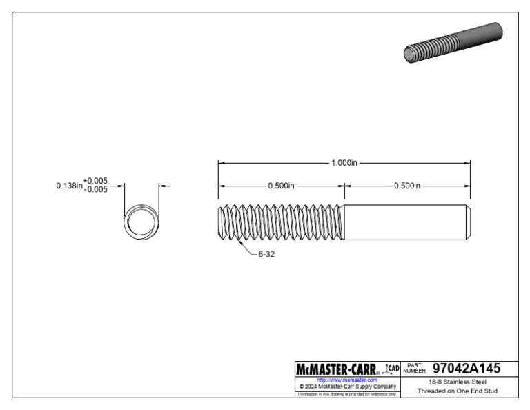 6-32 Stainless Steel Threaded Stud | PDF