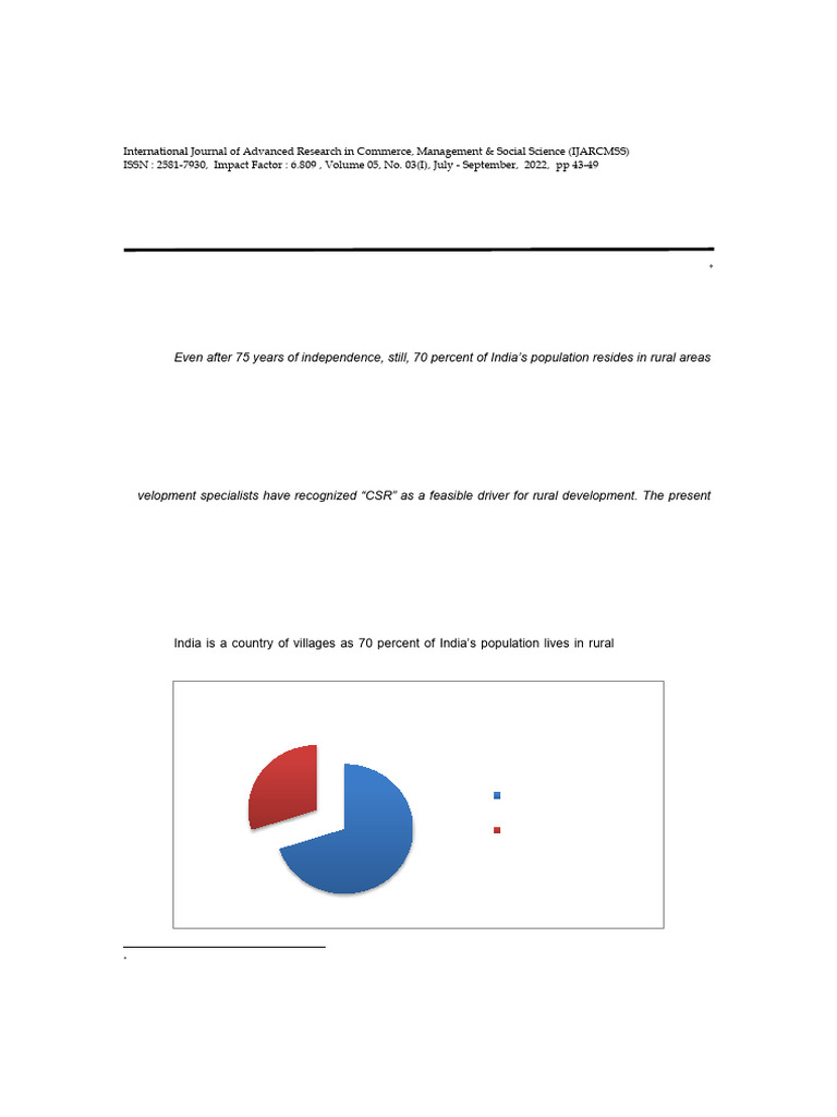 CSR's Impact on Rural Development in India | PDF | Corporate Social ...