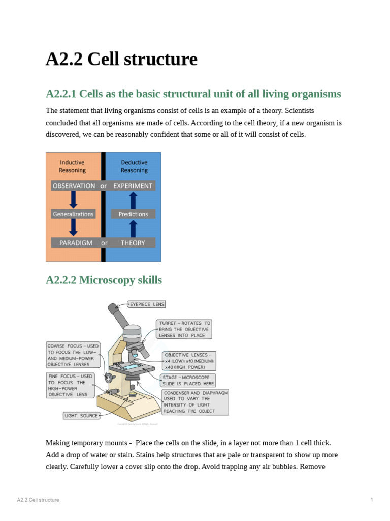 IB Biology A2.2 | PDF | Cell (Biology) | Microscopy