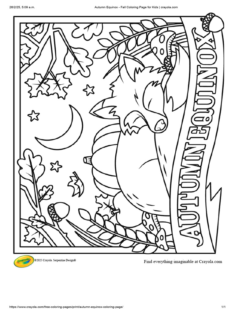 Autumn Equinox - Fall Coloring Page For Kids | PDF
