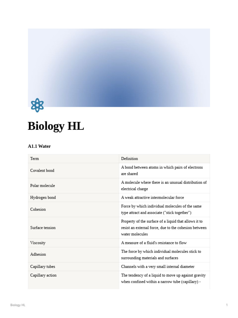 IB Biology HL Glossary | PDF | Rna | Cellular Respiration