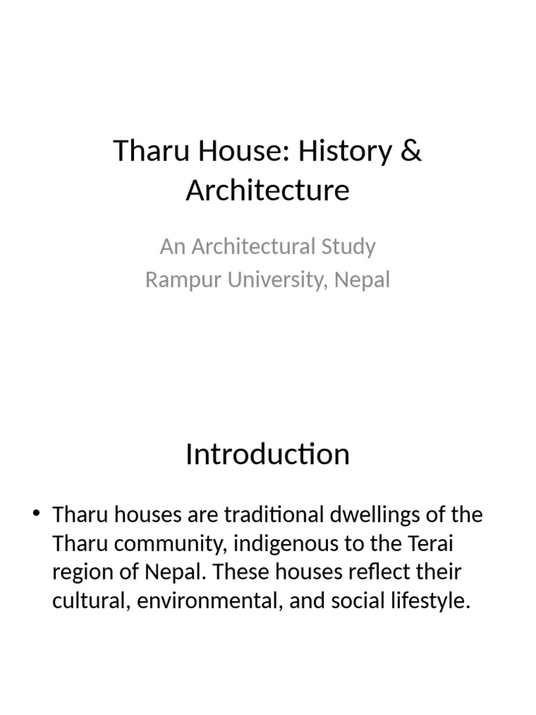 Tharu House Architecture | PDF | Building Insulation | Roof
