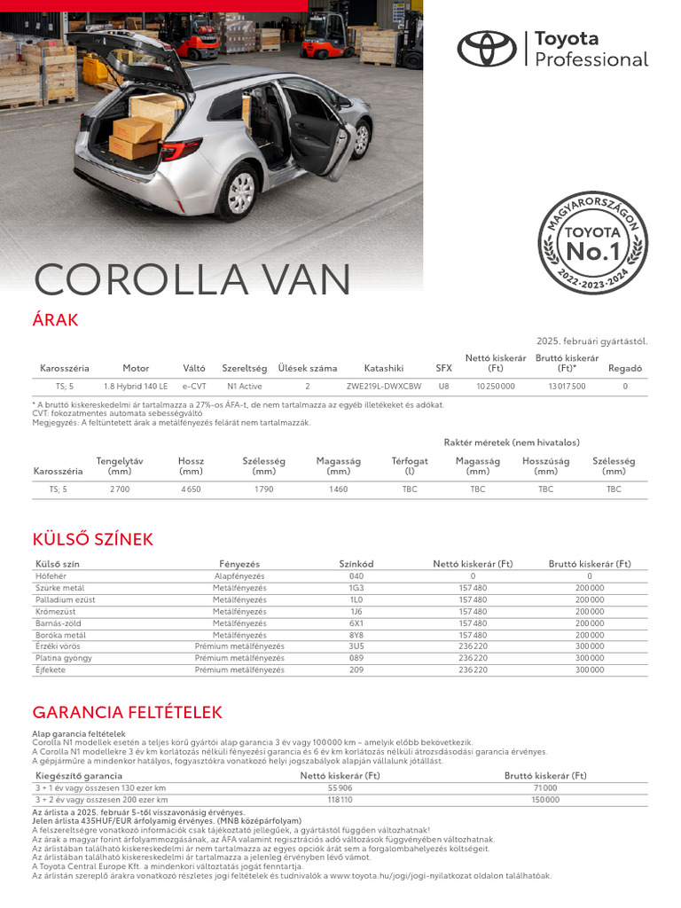Arlista Corolla Van | PDF