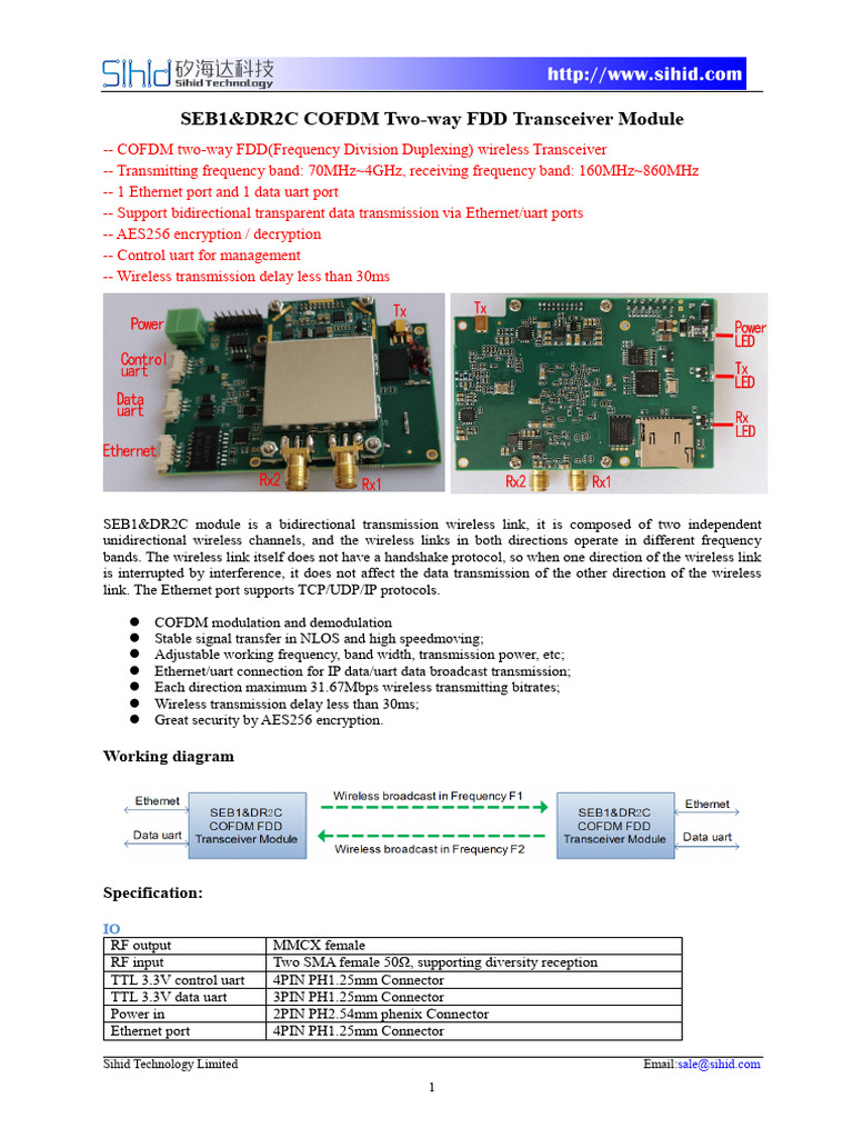 SEB1&DR2C COFDM Two-Way FDD Transceiver Module | PDF | Orthogonal ...