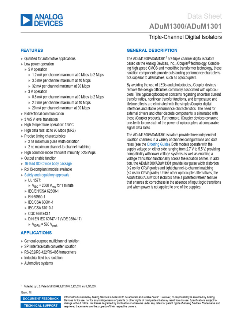 adum1300_1301 | PDF | Electrical Components | Electronic Engineering