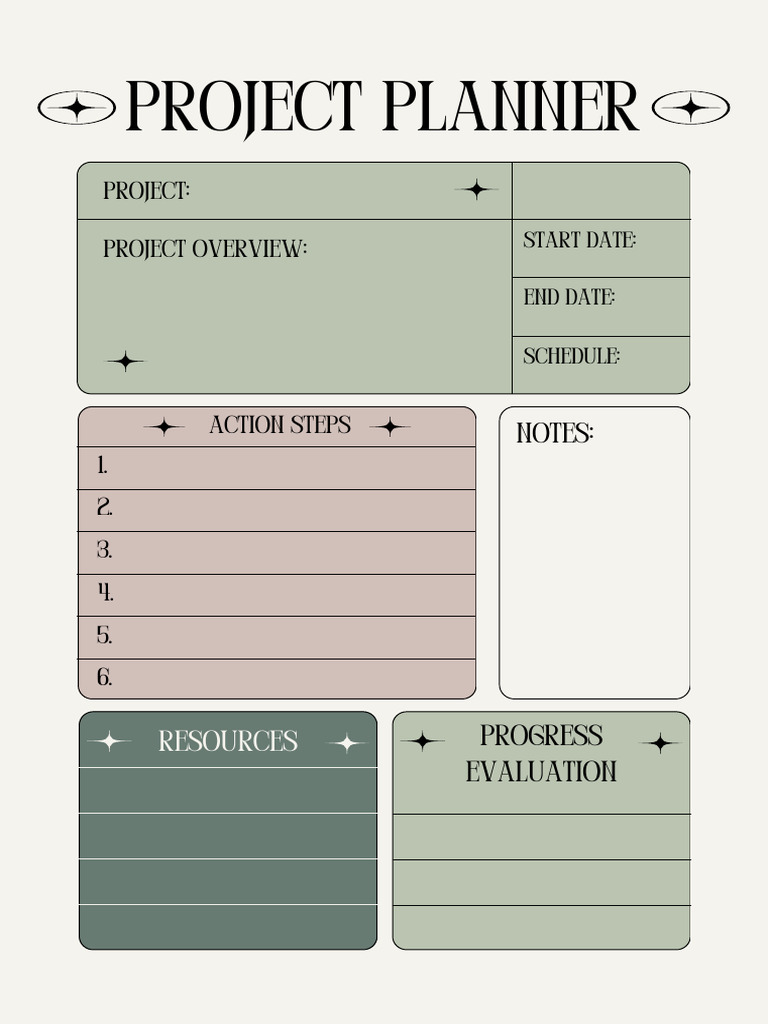 Green and Beige Minimalist Project Planner | PDF