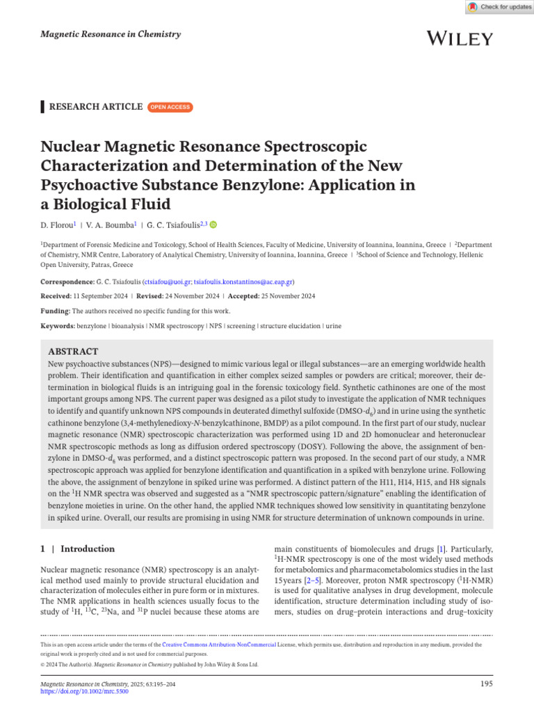 Magnetic Reson in Chemistry - 2024 - Florou - Nuclear Magnetic Resonance Spectroscopic ...