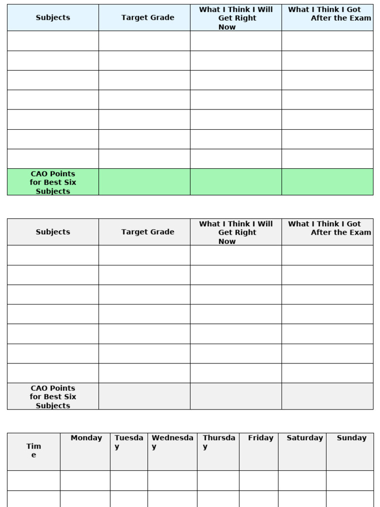 Study Plan Template 21 | PDF | Chemistry | Physical Sciences