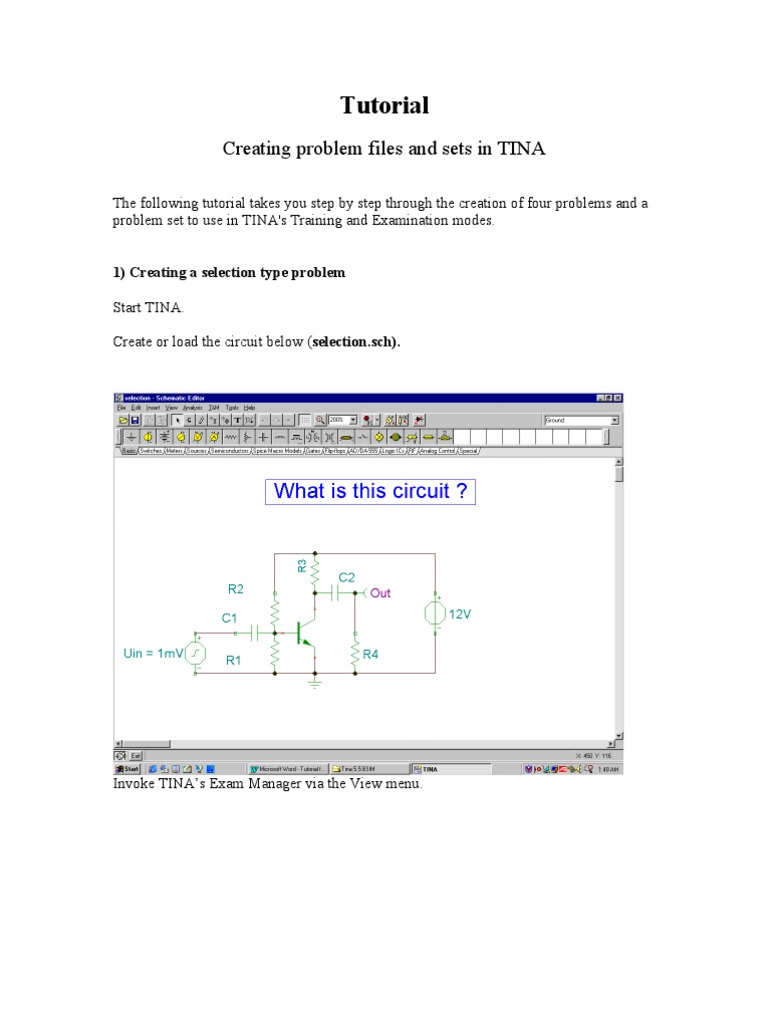 Tutorial: Creating Problem Files and Sets in TINA | PDF ...