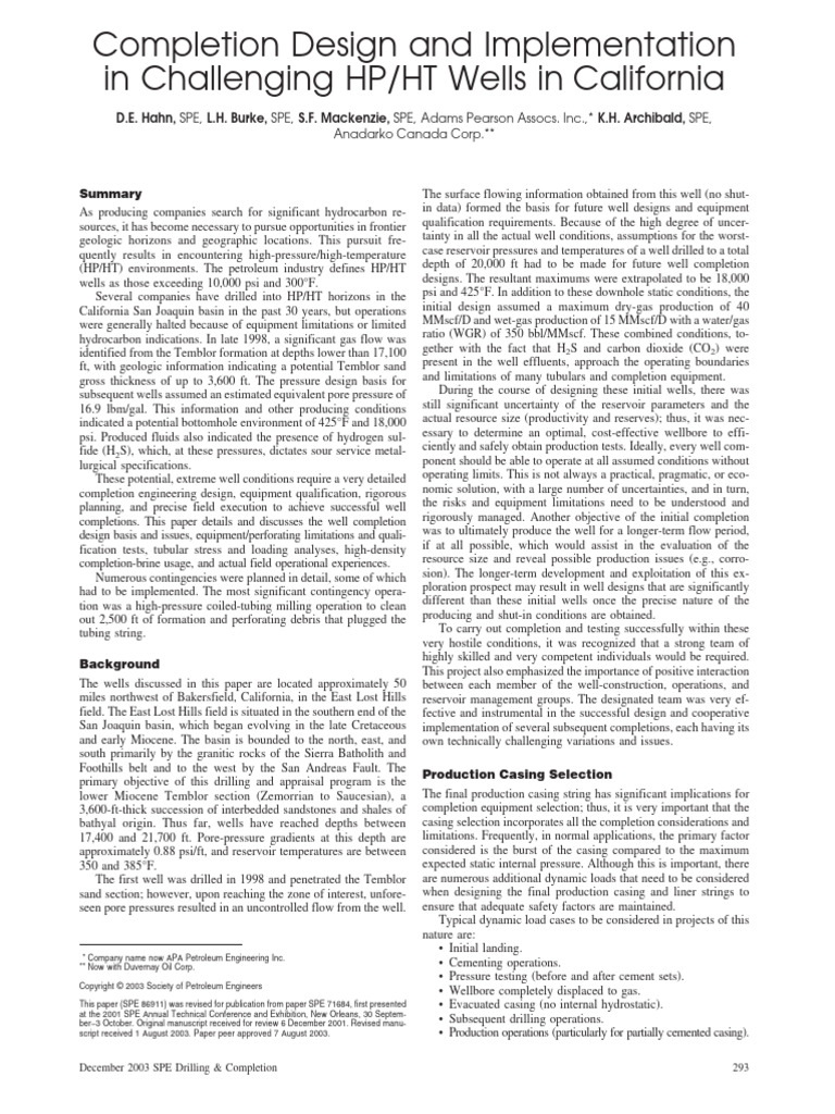 SPE Completion Design | PDF | Casing (Borehole) | Pressure