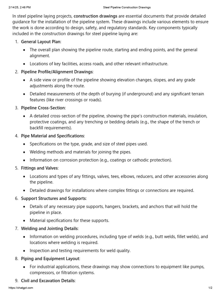 6 Steel Pipeline Construction Drawings | PDF | Pipe (Fluid Conveyance ...