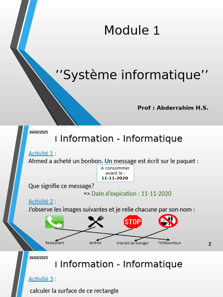 Module 1 Système informatique | PDF | Entrée/Sortie | Informatique