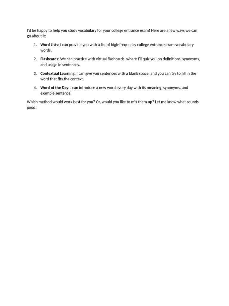 Vocabulary Study for College Entrance Exam | PDF
