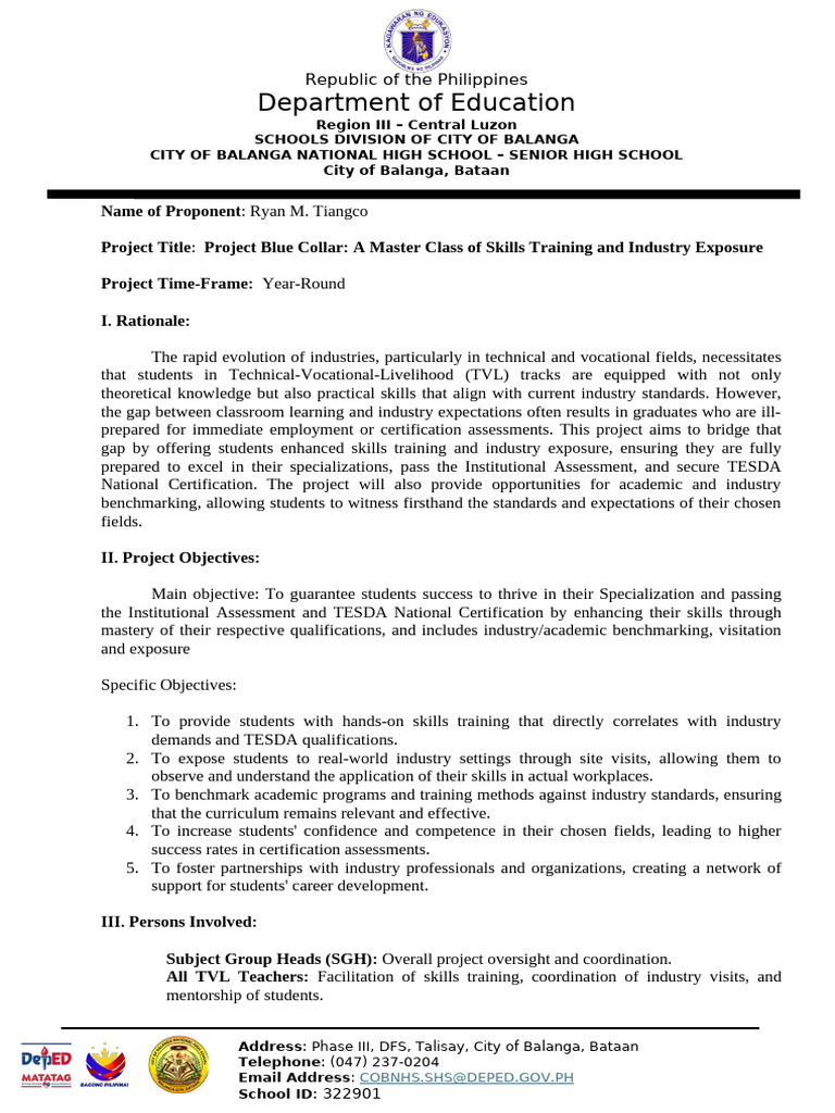 Project Proposal TVL Part1 | PDF | Teaching | Cognition