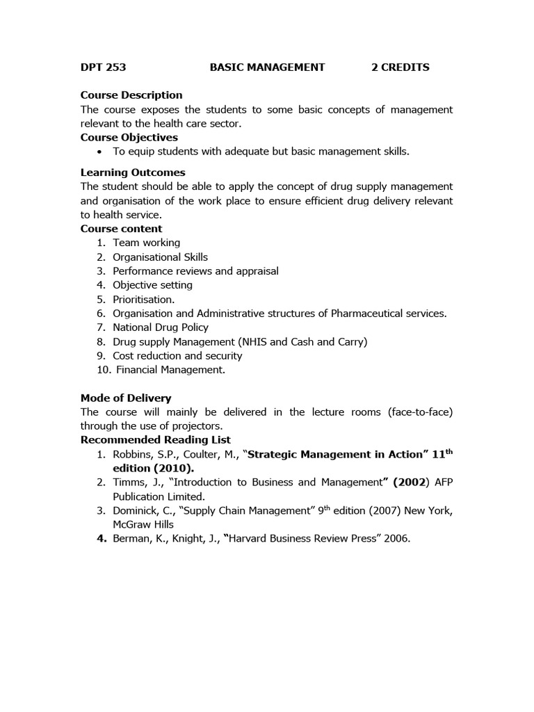 DPT 253 Basic Management | PDF