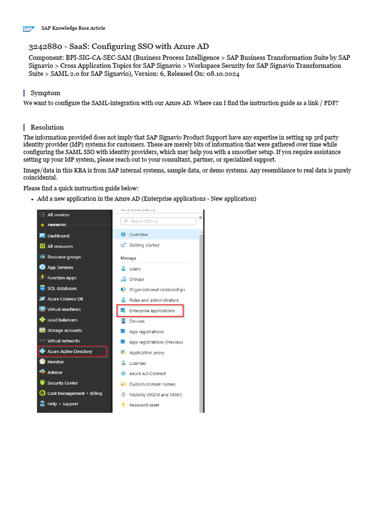 SaaS - Configuring SSO With Azure AD | PDF | Metadata | Information Technology Management