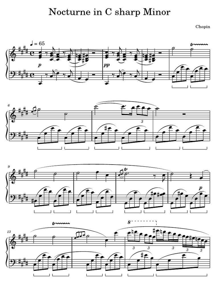 Chopin's Nocturne in C# Minor Sheet Music | PDF | Musical Compositions ...