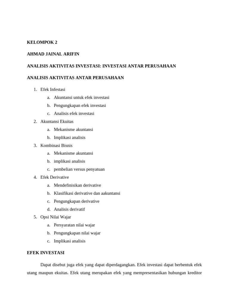 ALK ANALISIS AKTIVITAS INVESTASI ANTAR PERUSAHAAN | PDF