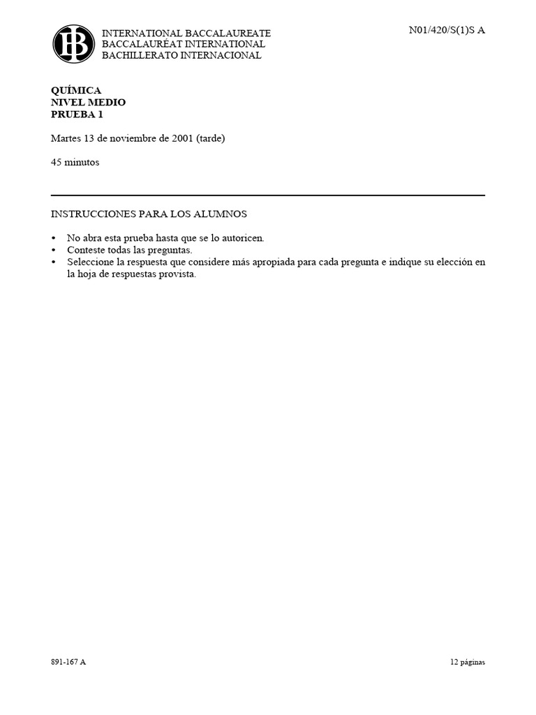 Chemistry Paper 1 TZ2 SL Spanish | PDF | Entalpía | Enlace químico