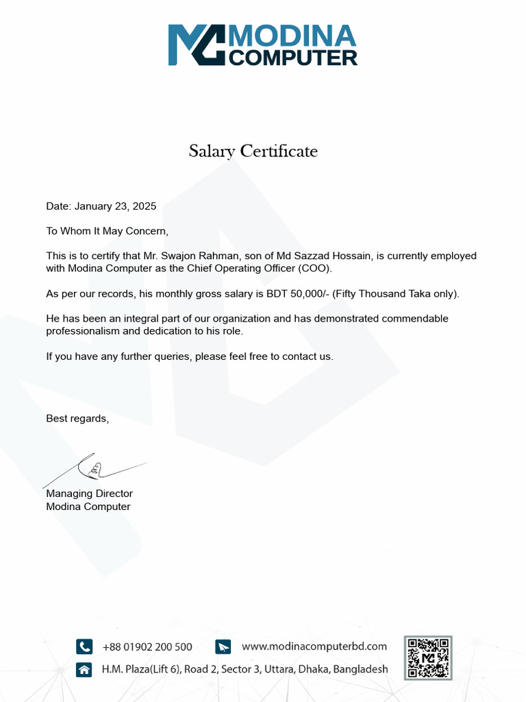 Salary Certificate | PDF