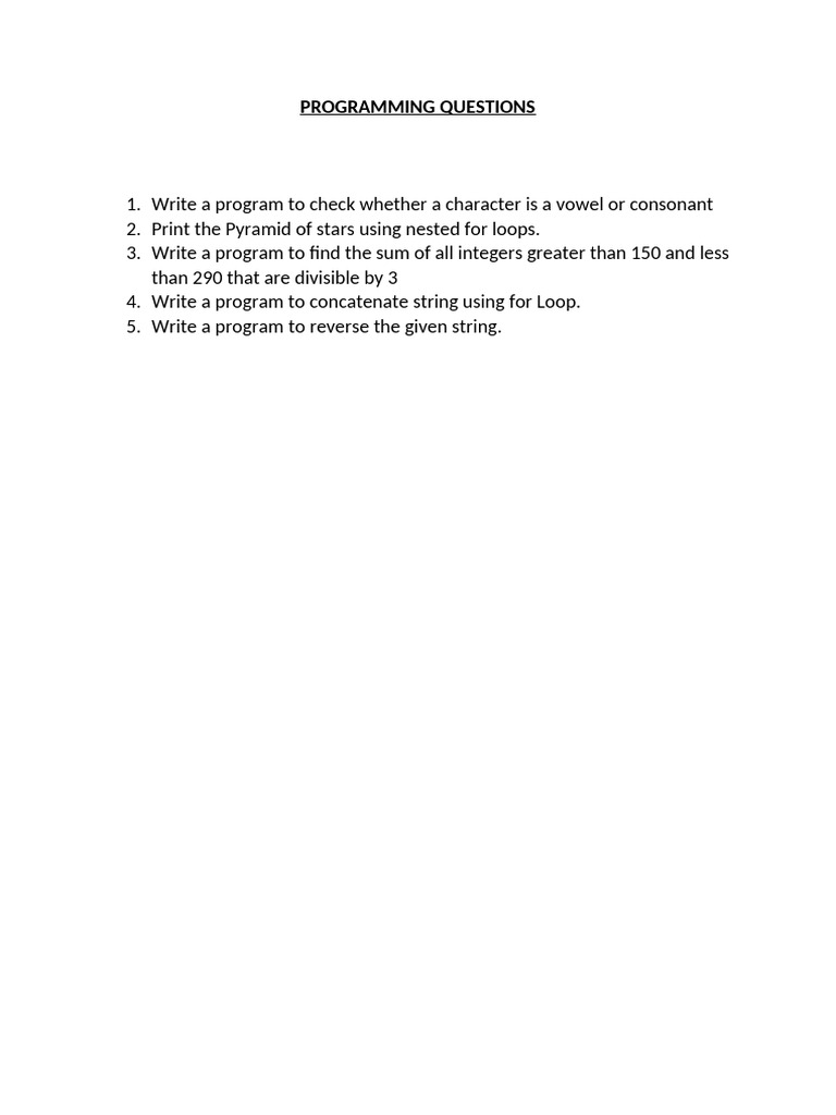 Programming Questions | PDF