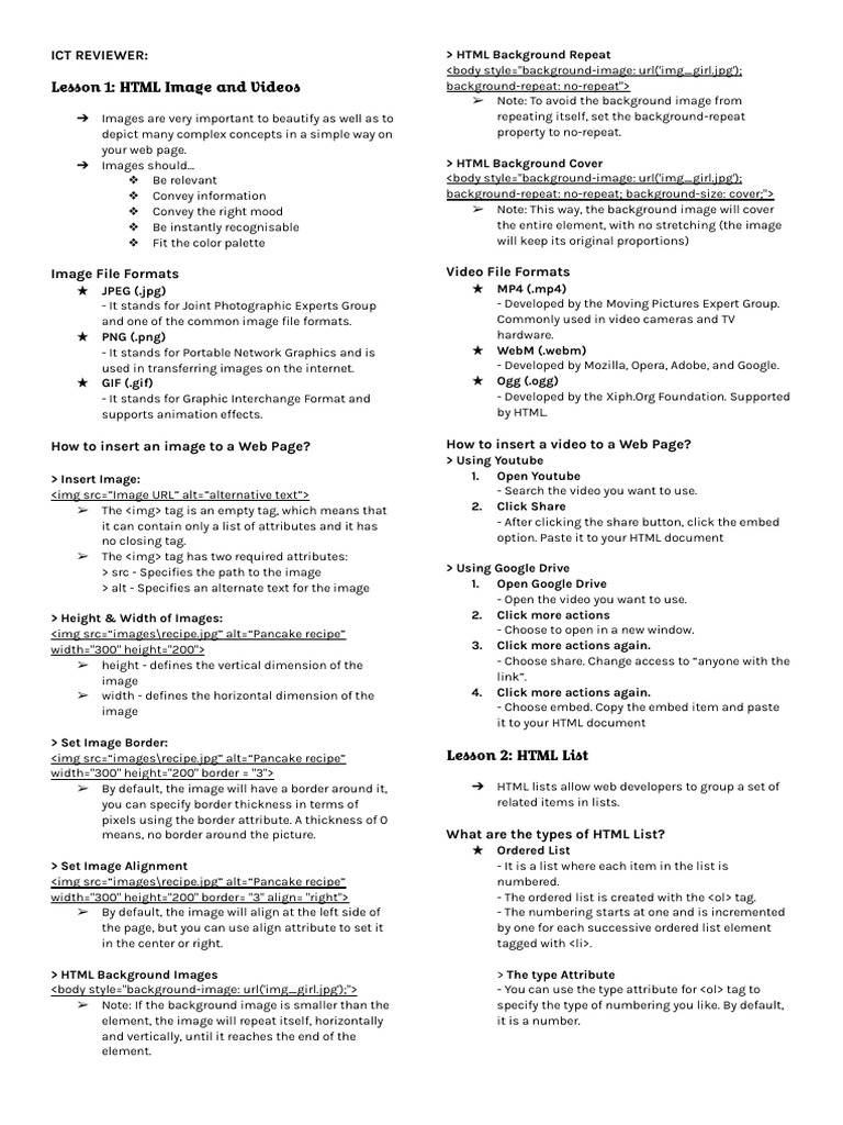ICT 8 - REVIEWER 4th | PDF | Hyperlink | Html Element