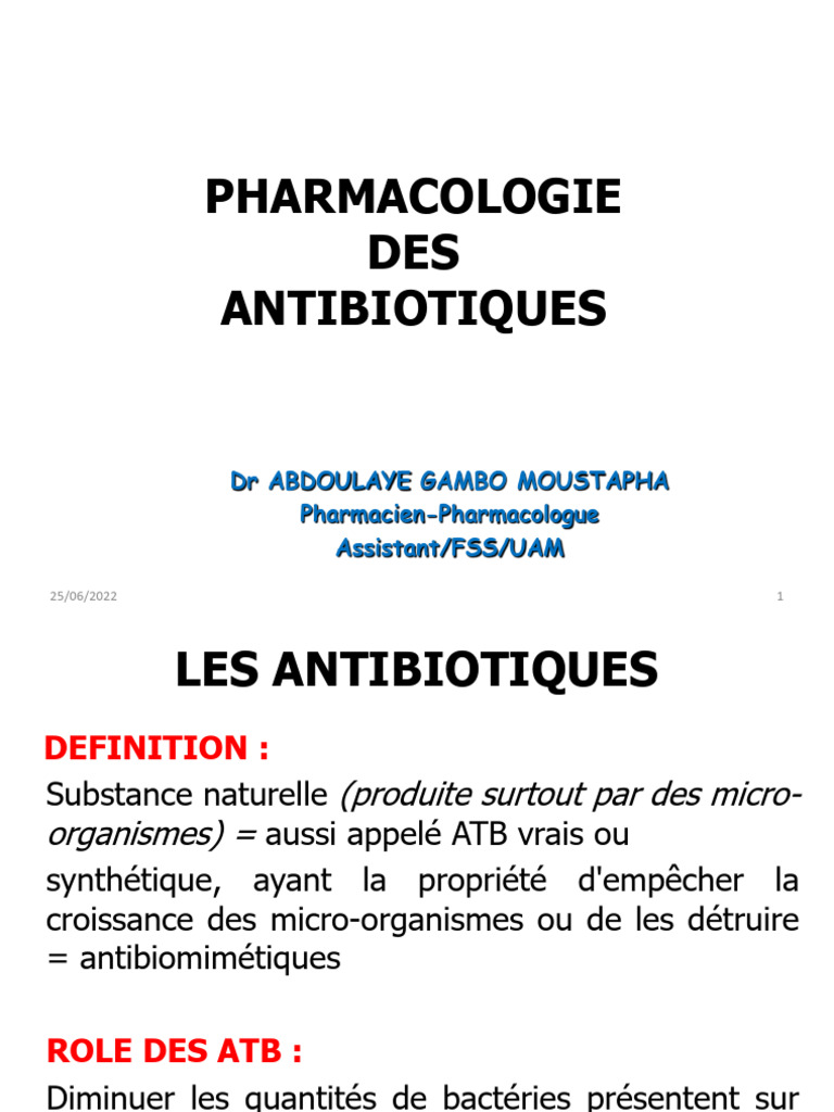 11-Pharmacologie_Antibiotiques_2022 | PDF | Pénicilline | Résistance aux antibiotiques