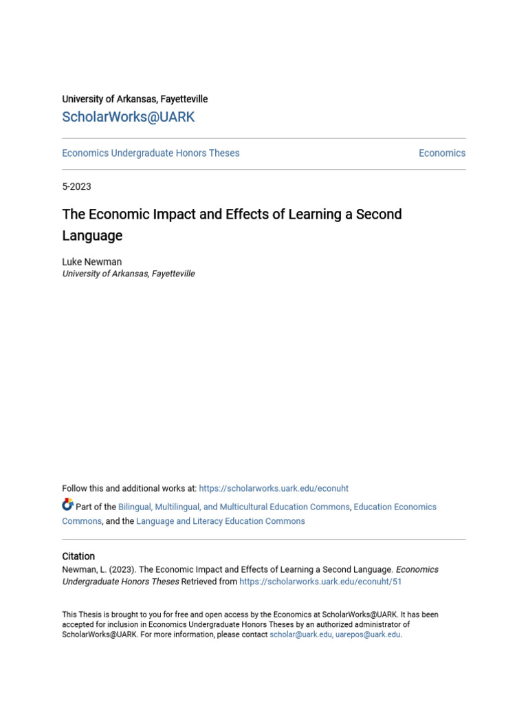 Economic Benefits of Learning a Second Language | PDF | Multilingualism ...