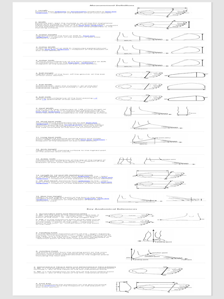 3D Measurements Definitions | PDF | Foot | Length