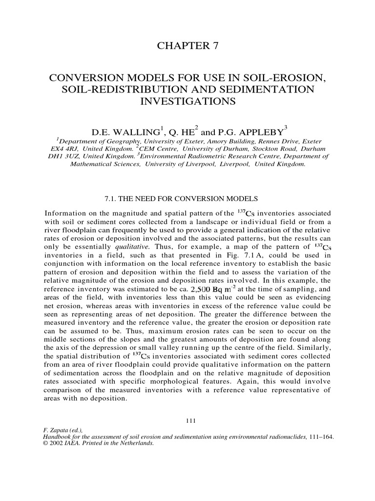 Conversion Models For Use in Soil-Erosion, Soil-Redistribution and ...