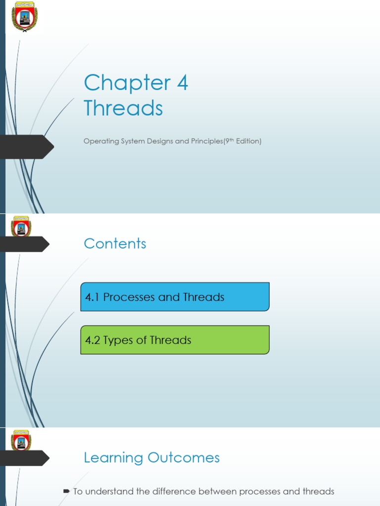 CS-401 Chapter 4 Threads | PDF | Thread (Computing) | Process (Computing)