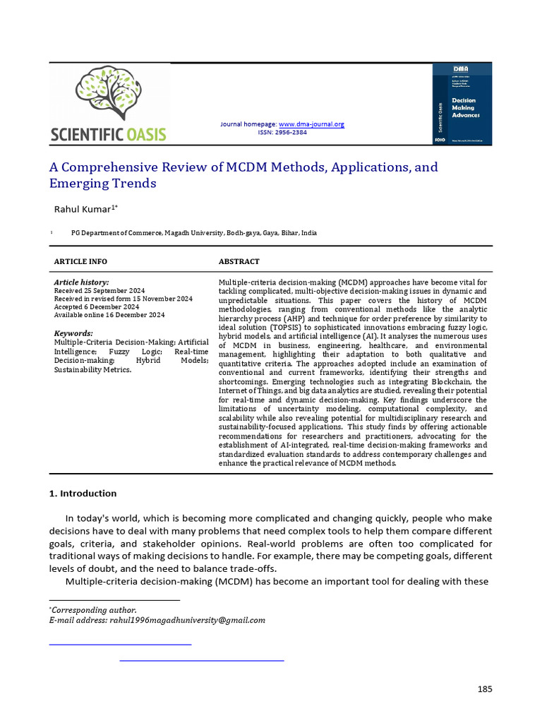 MCDM Methods: Trends and Applications | PDF | Machine Learning ...