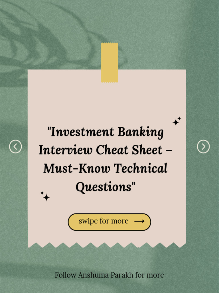 Investment Banking Interview Cheat Sheet | PDF