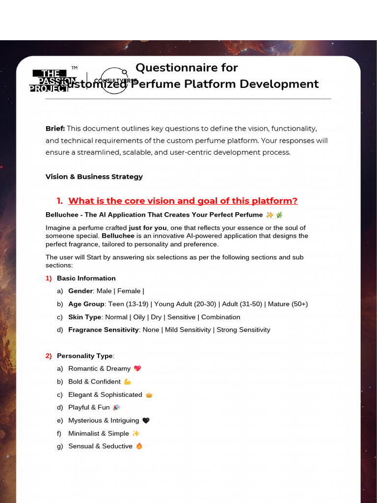 Questionnaire For Customized Perfume | PDF | Perfume | Logistics