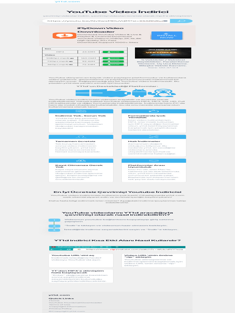 Çevrimiçi YouTube Video İndiricisi (1080p) - YT1D | PDF