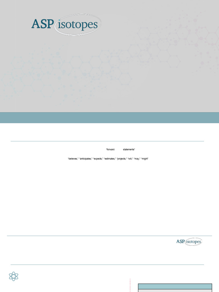 ASPI Investor Deck Feb 2024 v1 | PDF | Enriched Uranium | Radioactive Tracer