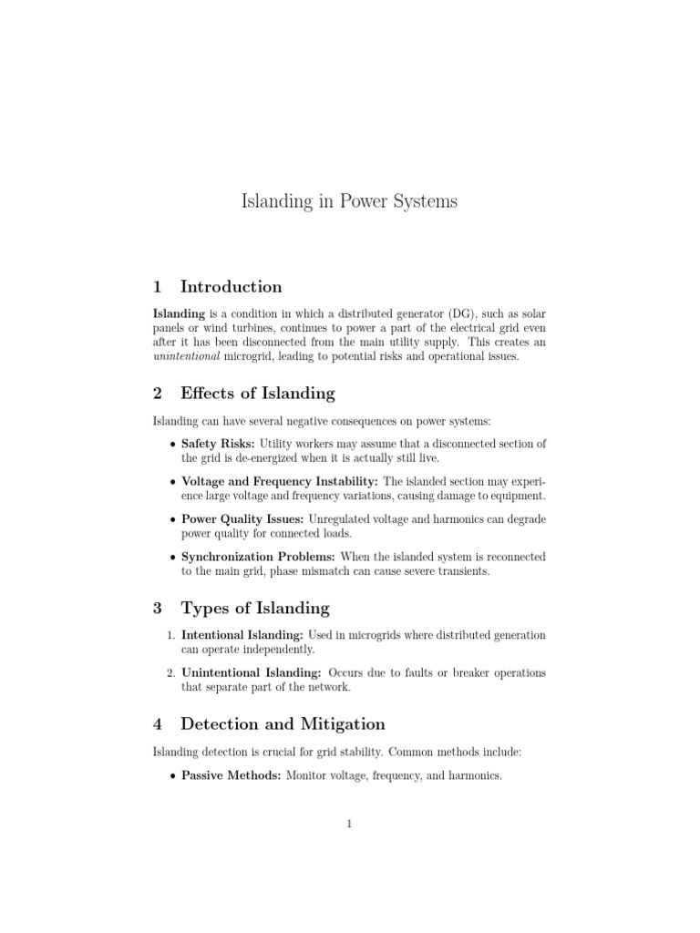 Understanding Islanding in Power Systems | PDF