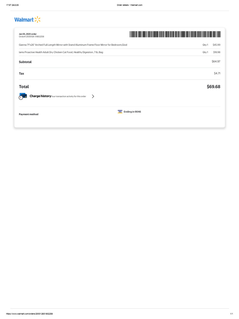Recent Walmart Purchase Summary | PDF