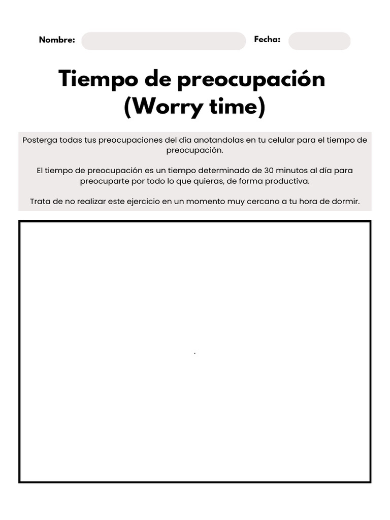 Tiempo de Preocupaciones (Worry Time) PDF | PDF