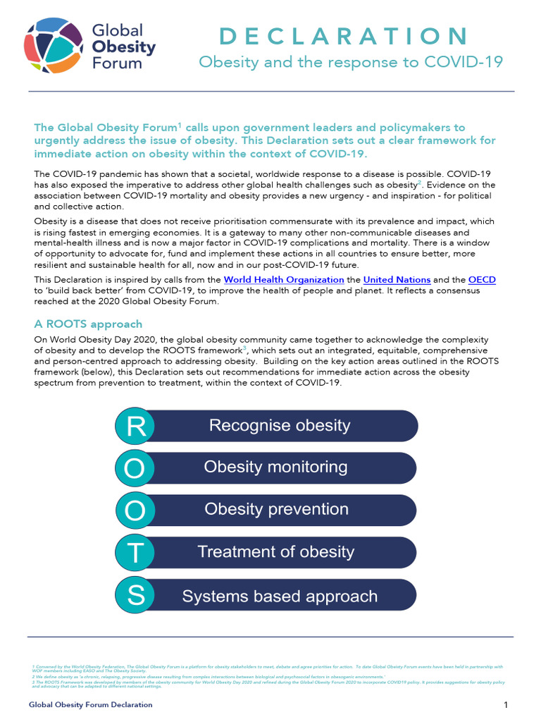 WOD Declaration FINAL 25 2 21 Compressed | PDF | Obesity | Global Health