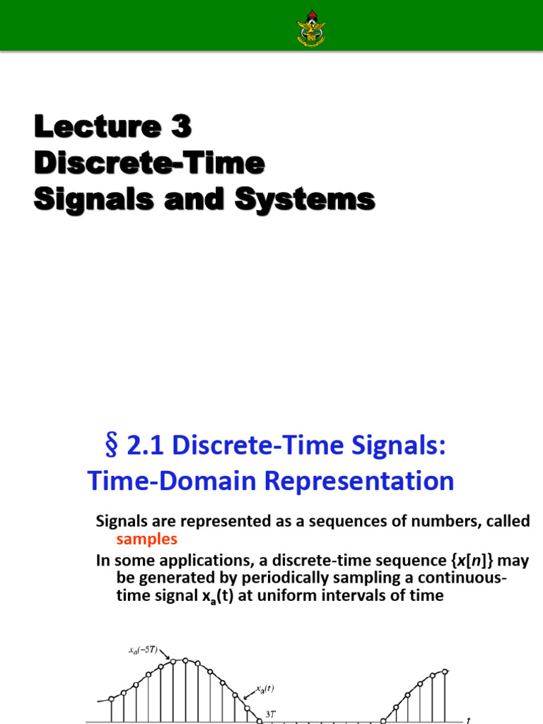 TE 561 Lecture 3 - Discrete Time Signals | PDF | Sampling (Signal ...