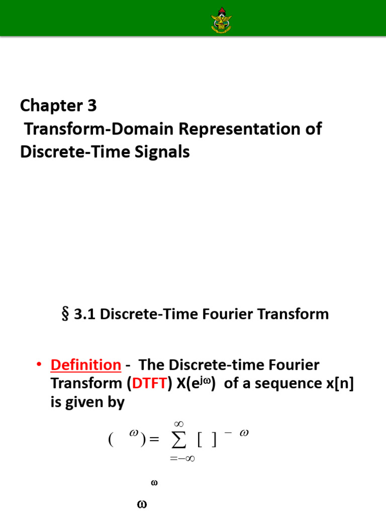 TE 561 Lecture 4 - Transform Domain of DT | PDF | Discrete Fourier ...