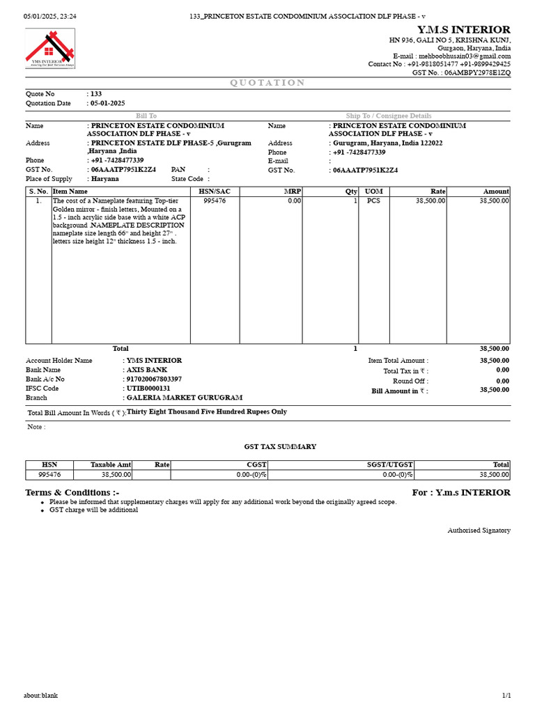 133 - PRINCETON ESTATE CONDOMINIUM ASSOCIATION DLF PHASE - V | PDF | Payments | Taxes