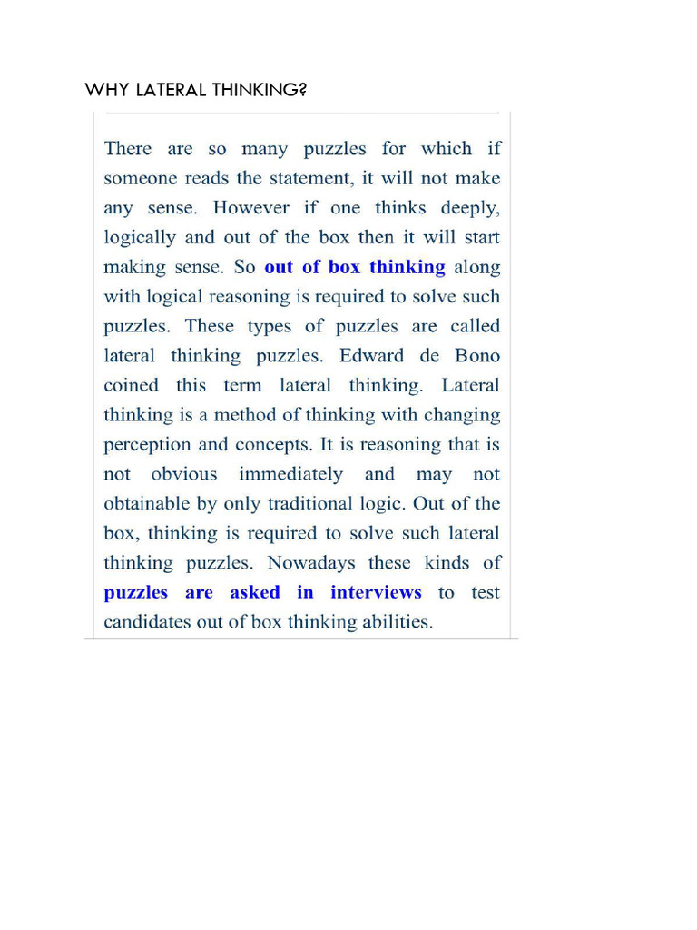 lateral thinking | PDF