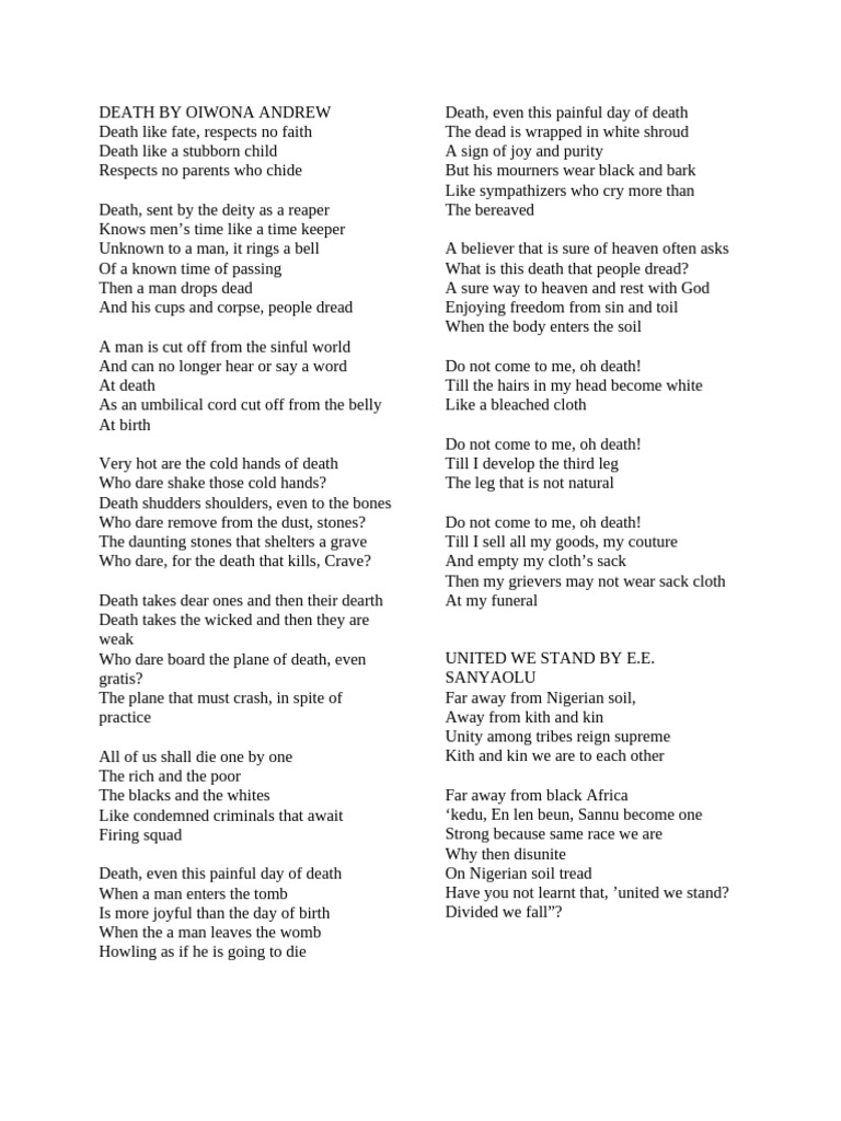 Reflections on Death and Unity | PDF | Religious Belief And Doctrine